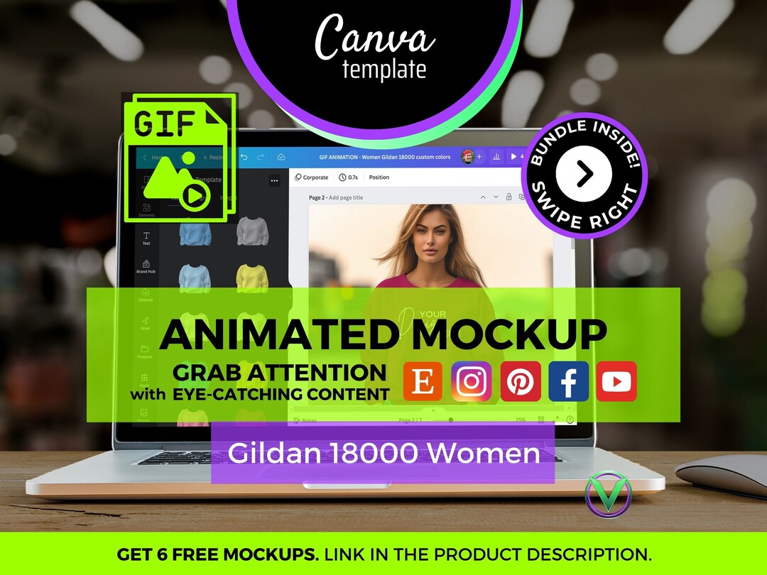 Women Mockup Animation Editable Template Animated Mockup Comfort Colors ...