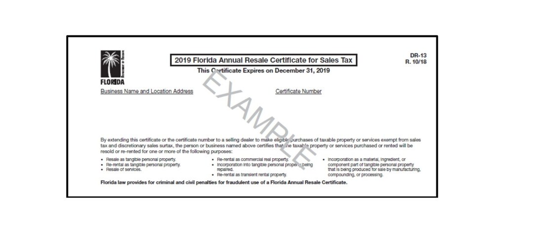 How to Get a Resale Certificate for Sales Taxes in Florida - Etsy