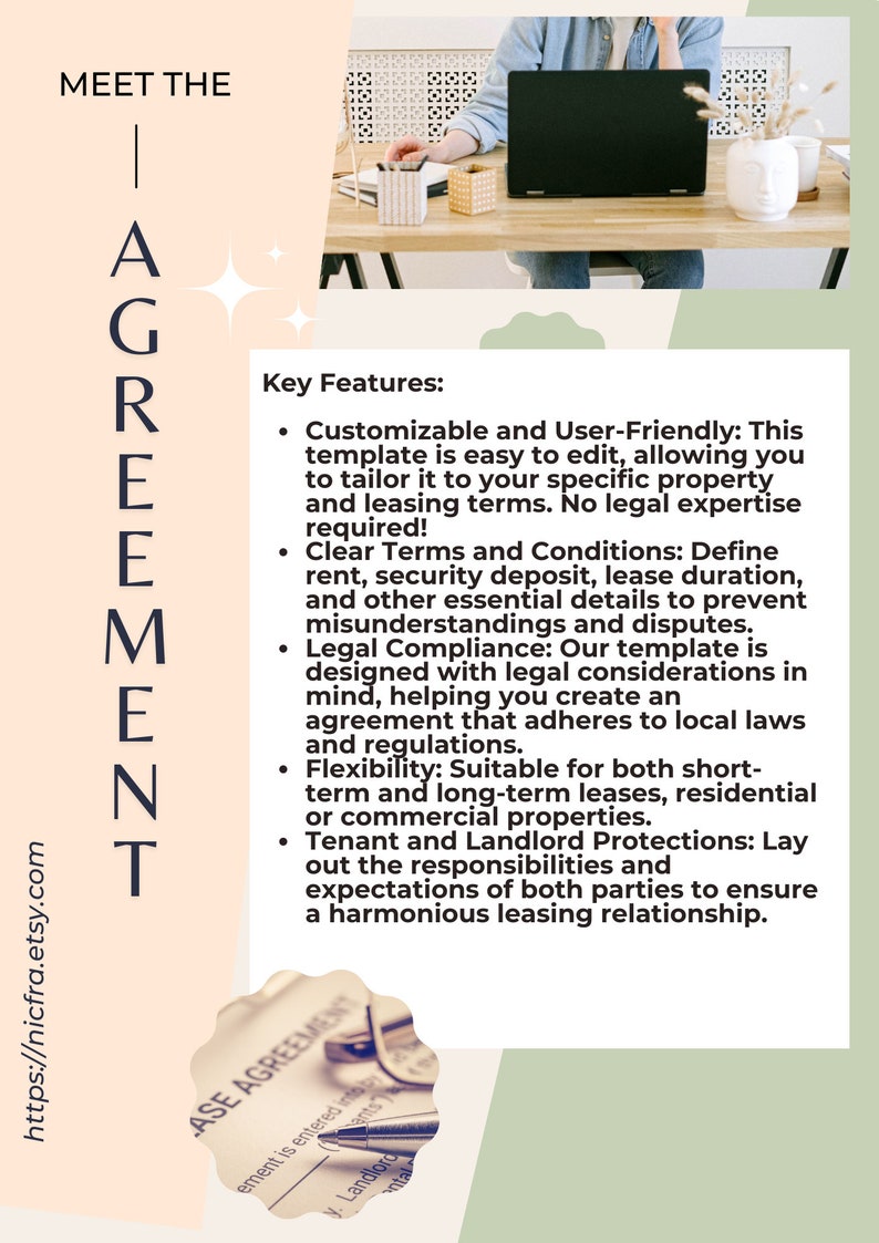 Editable Lease Agreement Template Month to Month Rental Property - Etsy