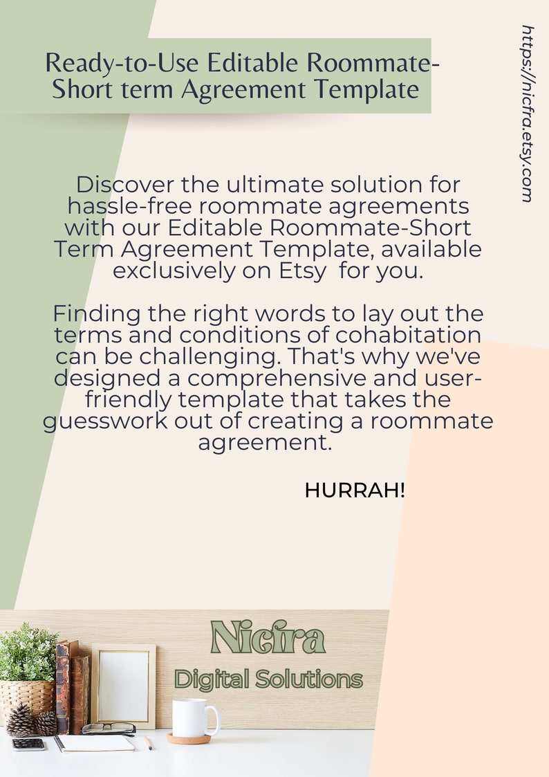 Editable Roommate-short Term Agreement Template -modelo Editable Para ...