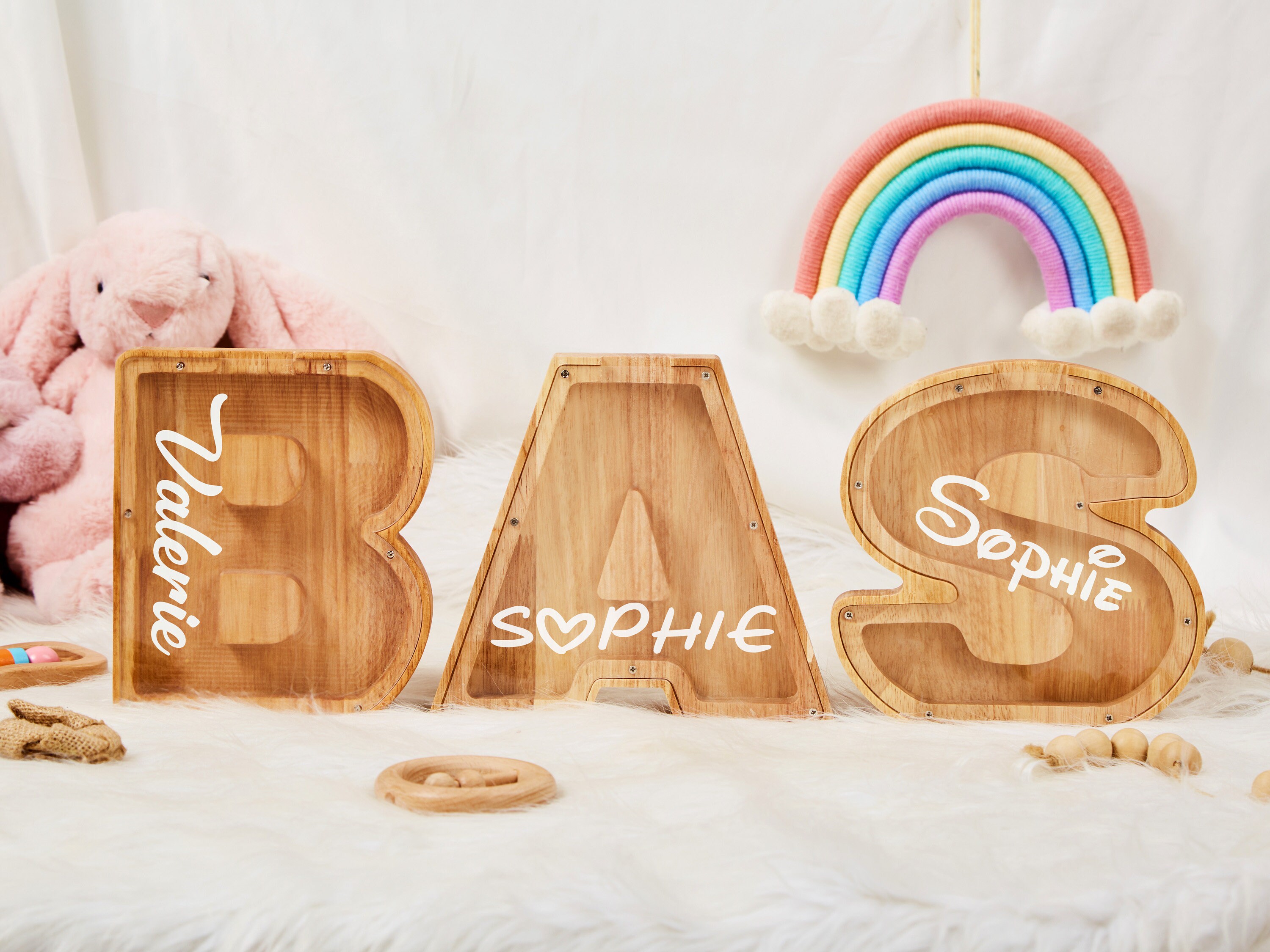 Personalized Wooden Letter Piggy Bankkids Letter Piggy Bankcustom Name ...