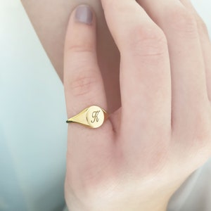 Personalized Initial Ring, Gold Custom Ring, 14k Gold Initial Signet Ring, Custom Letter Ring ...