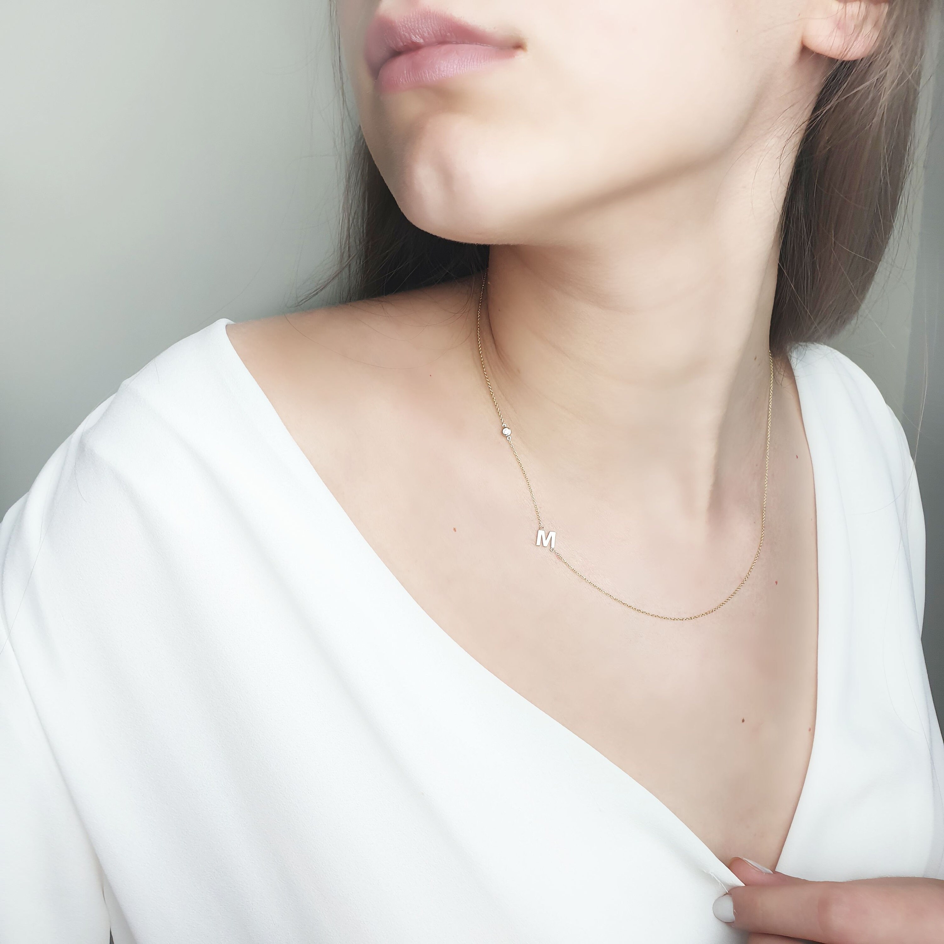 Birthstone Initial Diamond Necklace 14k Gold Letter Necklace - Etsy