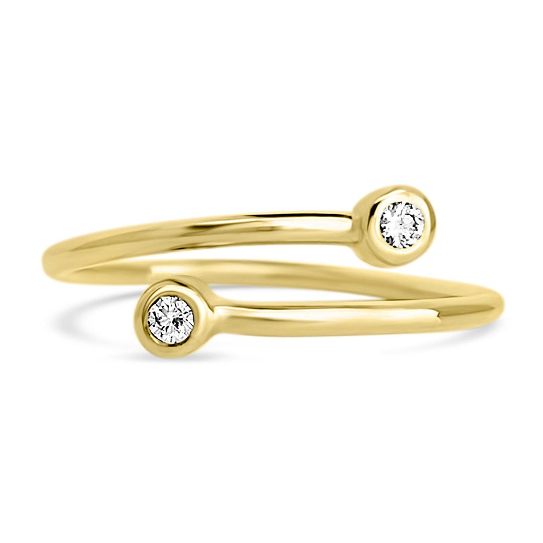 Open Diamond Ring, Matching Wedding Ring, Thin Solid Gold Ring, Minimal ...