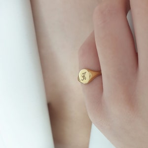 Personalized Initial Ring, Gold Custom Ring, 14k Gold Initial Signet Ring, Custom Letter Ring ...