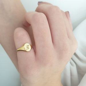 Personalized Initial Ring, Gold Custom Ring, 14k Gold Initial Signet Ring, Custom Letter Ring ...