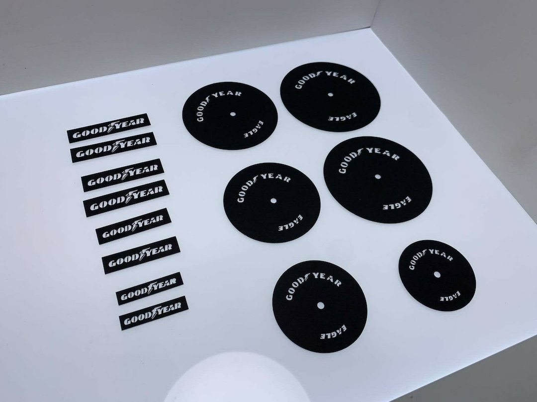 1/12 1/16 1/18 Goodyear Tyre Tire Stencils Templates Various Tamiya MFH ...
