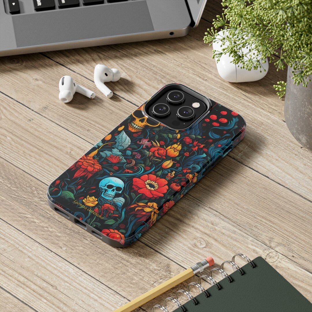 Skull and Floral Hand-drawn iPhone Case / Unique and Artistic Design ...