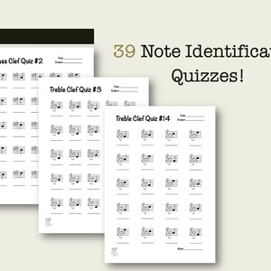 Treble and Bass Clef Music Note Reading Identification Quiz Worksheet ...