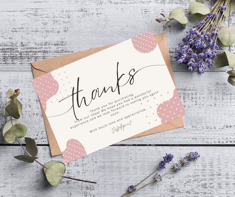 Editable Thank You Card Template Customizable Appreciation - Etsy