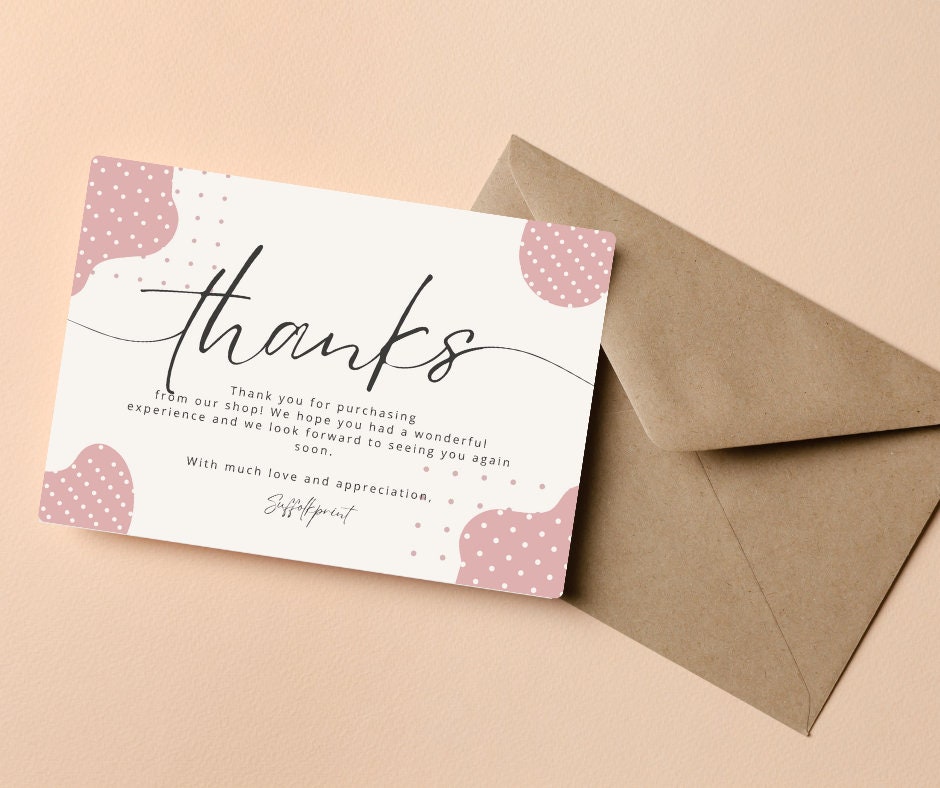 Editable Thank You Card Template - Etsy