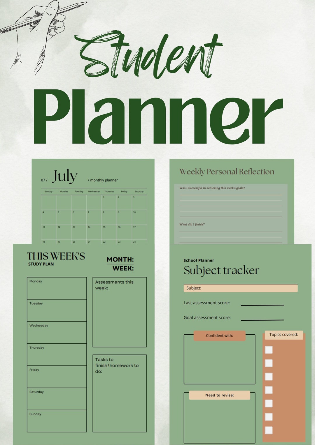 Student Study Planner - Etsy