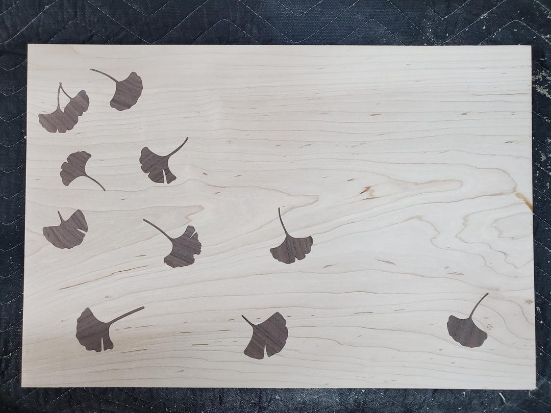Artisanal Maple & Walnut Charcuterie Board With Ginkgo Leaf Inlays ...