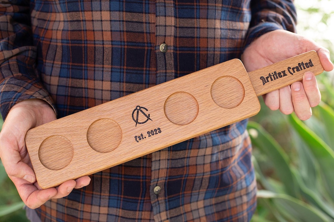 Handcrafted Beer Flight Paddle: Wooden Tasting Board for Craft Brewery ...