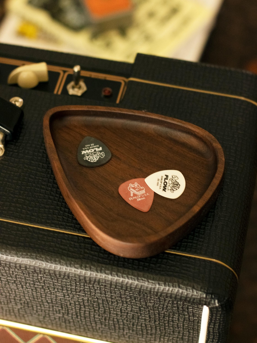 Handcrafted Walnut Guitar Pick Organizer: Elegant Desk Tray for ...