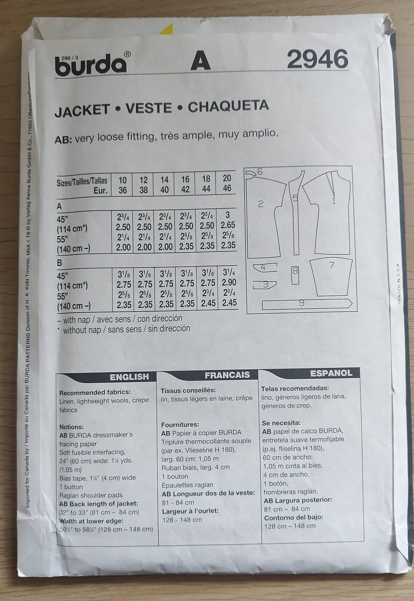 Burda Sewing Pattern 2946 Jacket - Etsy