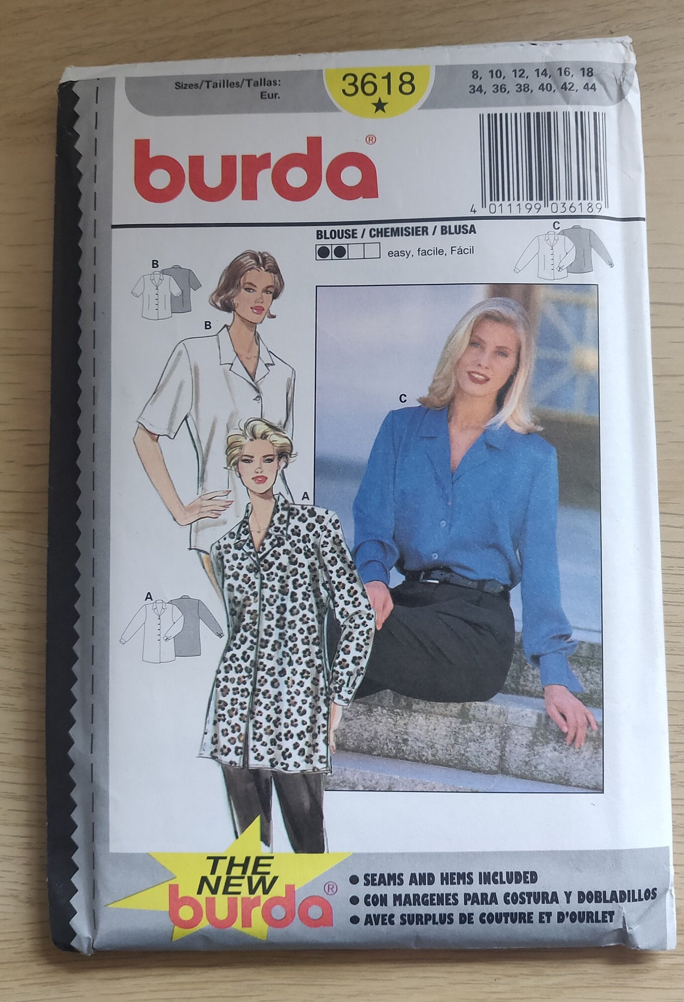Burda Sewing Pattern 3618 Blouse Pattern - Etsy Hong Kong
