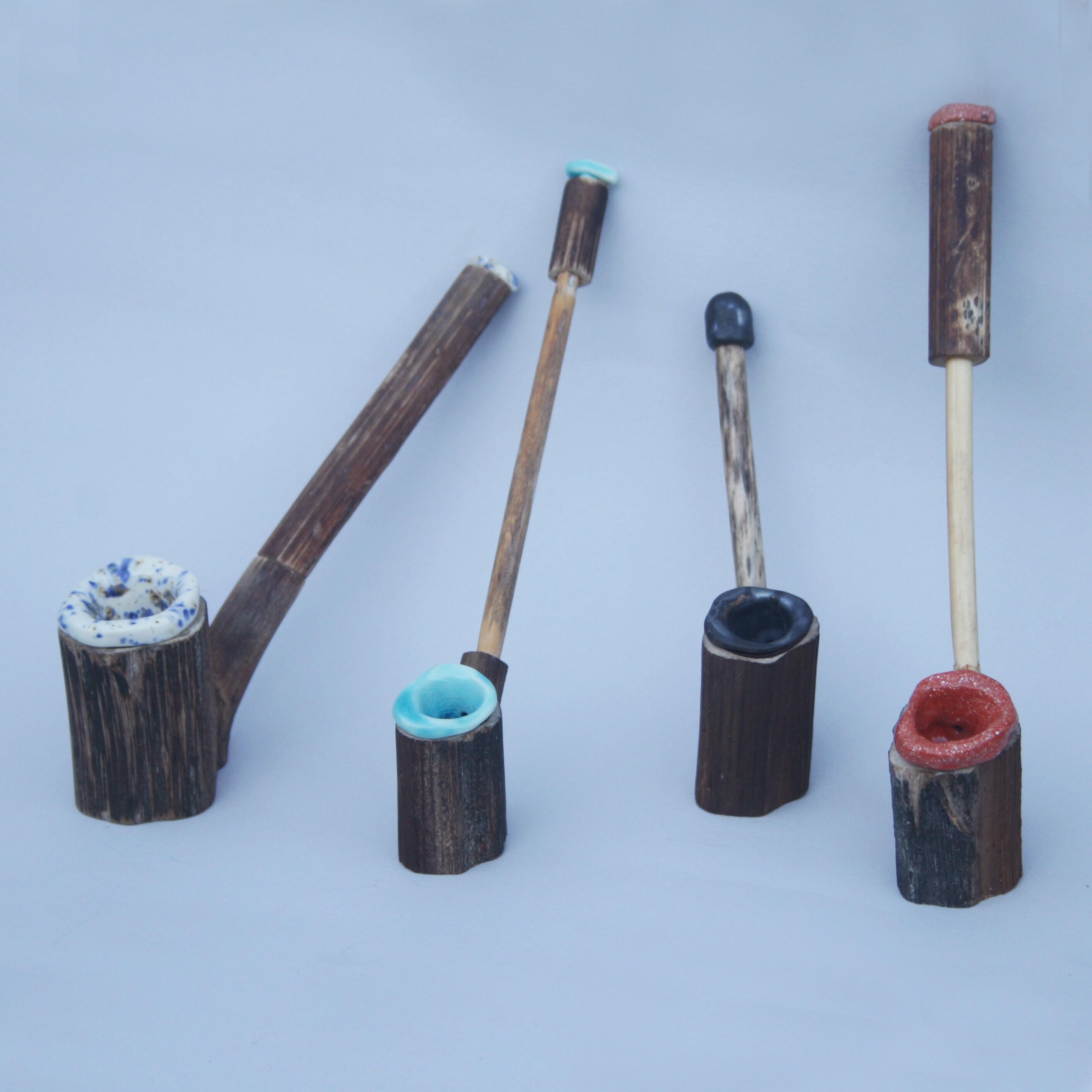 Smoking Pipe From Ceramic and Wood/ Ritual Pipe Wooden - Etsy