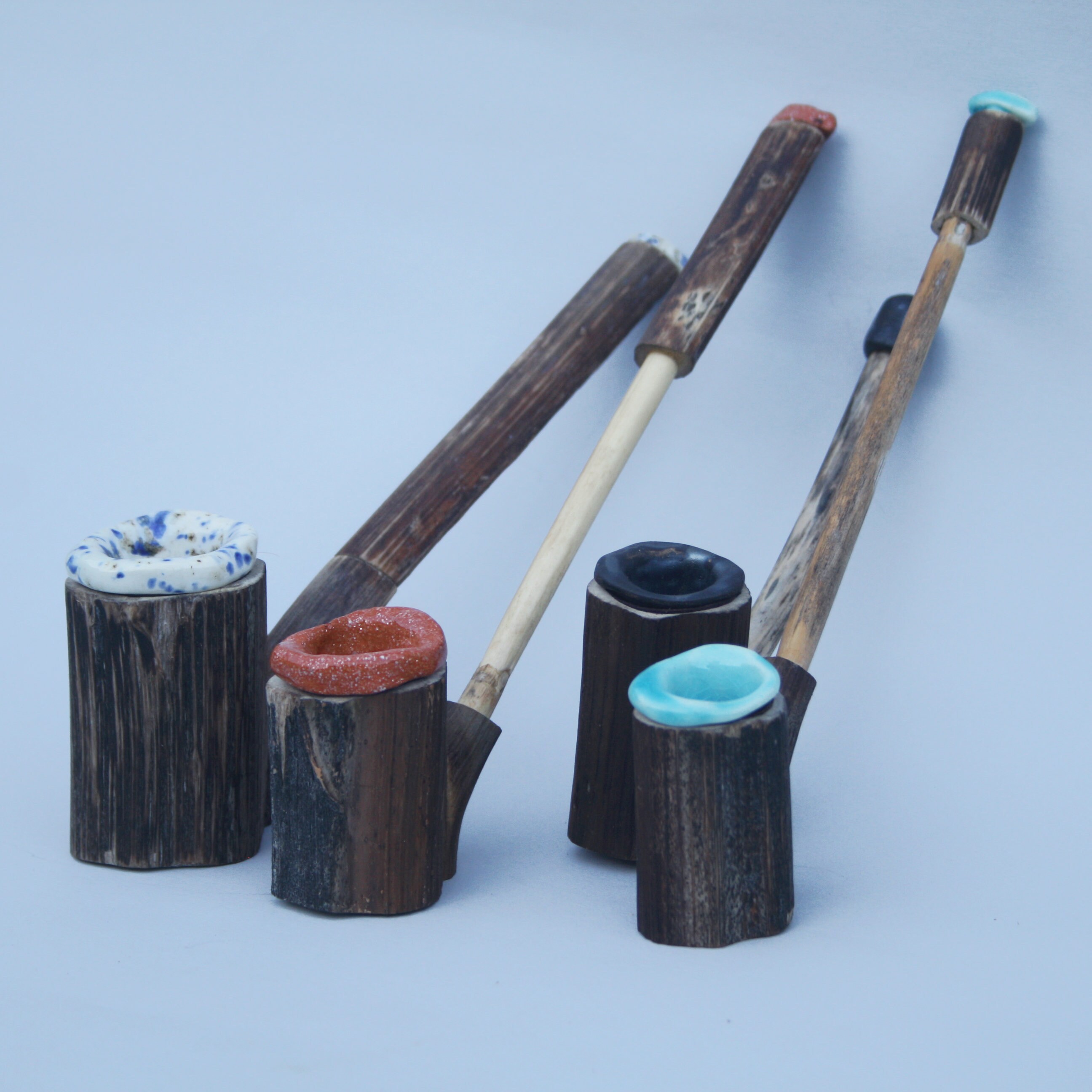 Smoking Pipe From Ceramic and Wood/ Ritual Pipe Wooden - Etsy