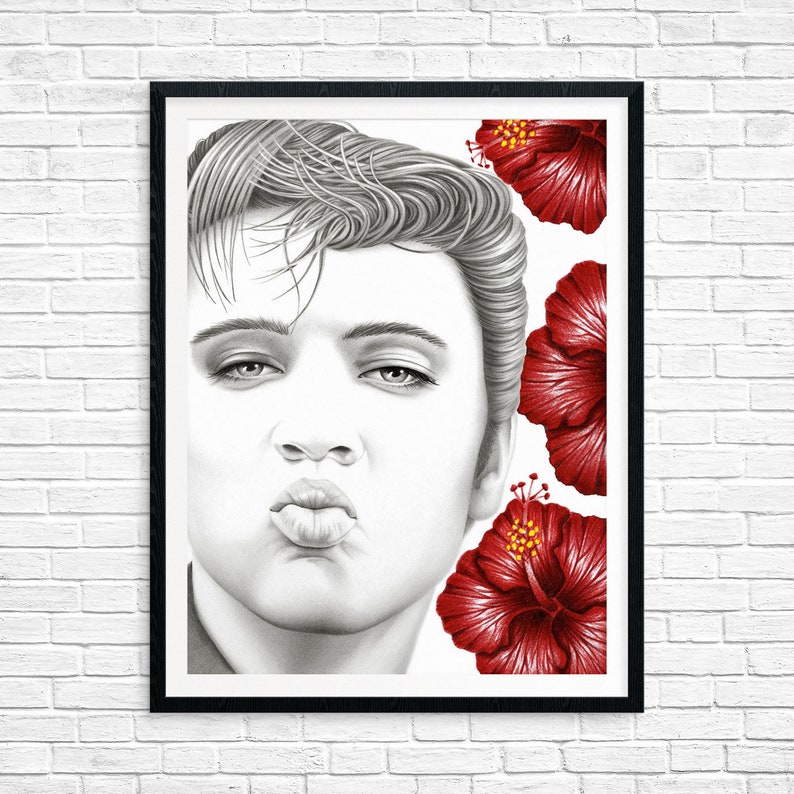 Elvis Wall Art "kiss of Aloha" | 8" X 10" | Home Decor | Elvis Wall ...
