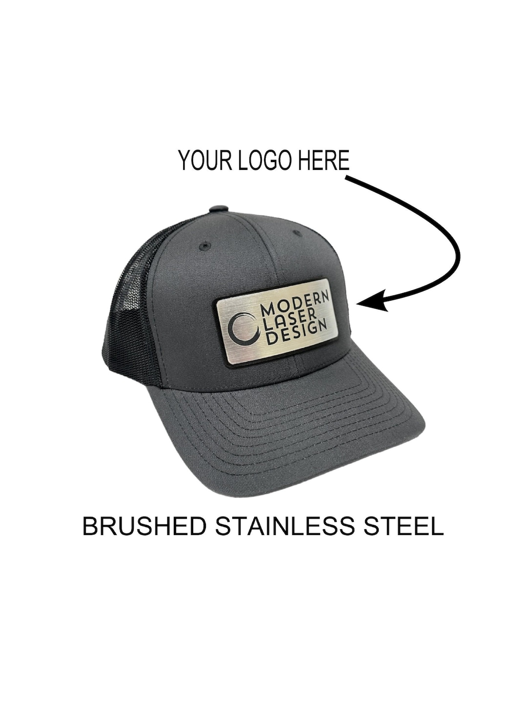 Custom Brushed Stainless Steel Metal Patch Hat | Your Logo or Design ...