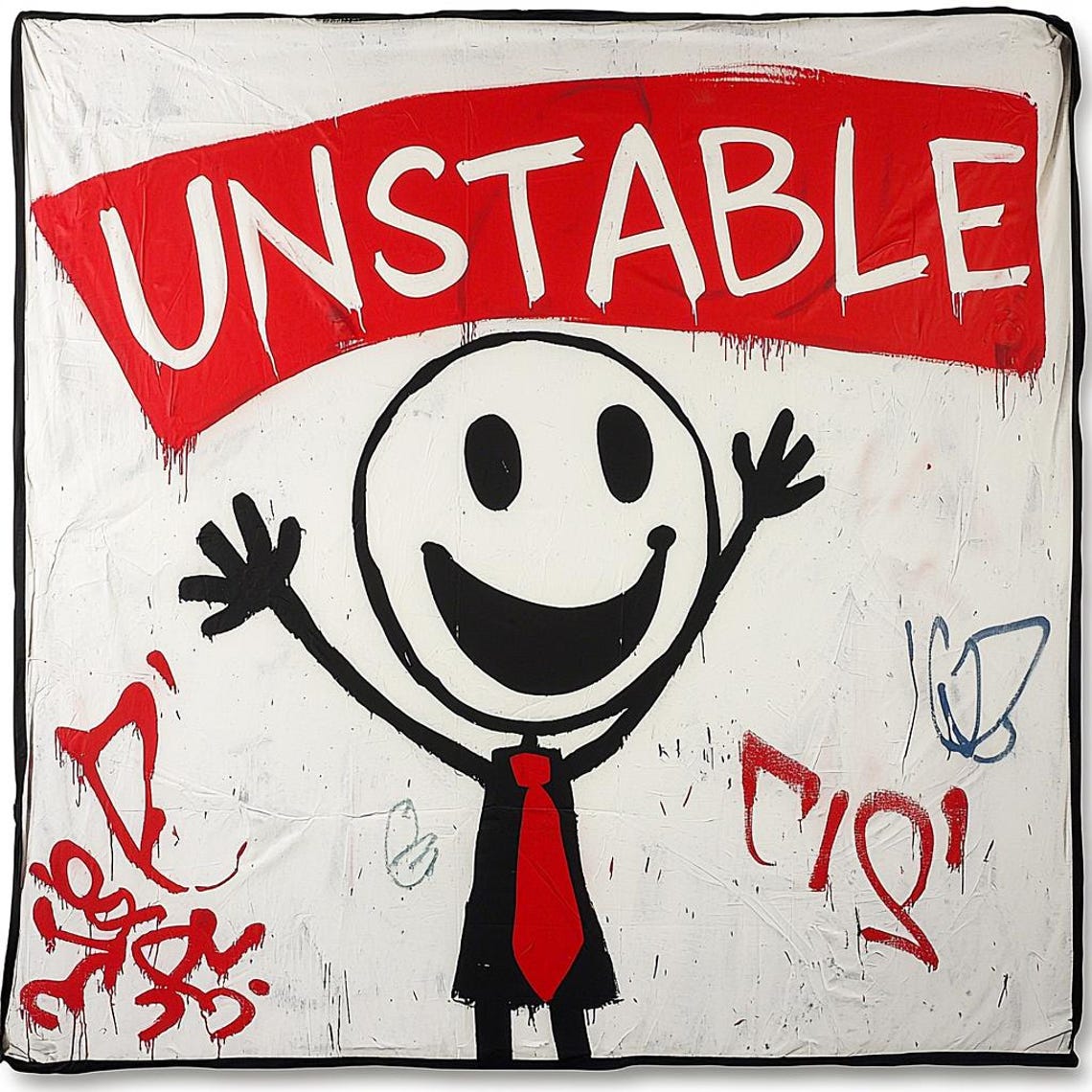 Unstable Cartoon Character Stick Figure Funny Happy Face Smiling ...