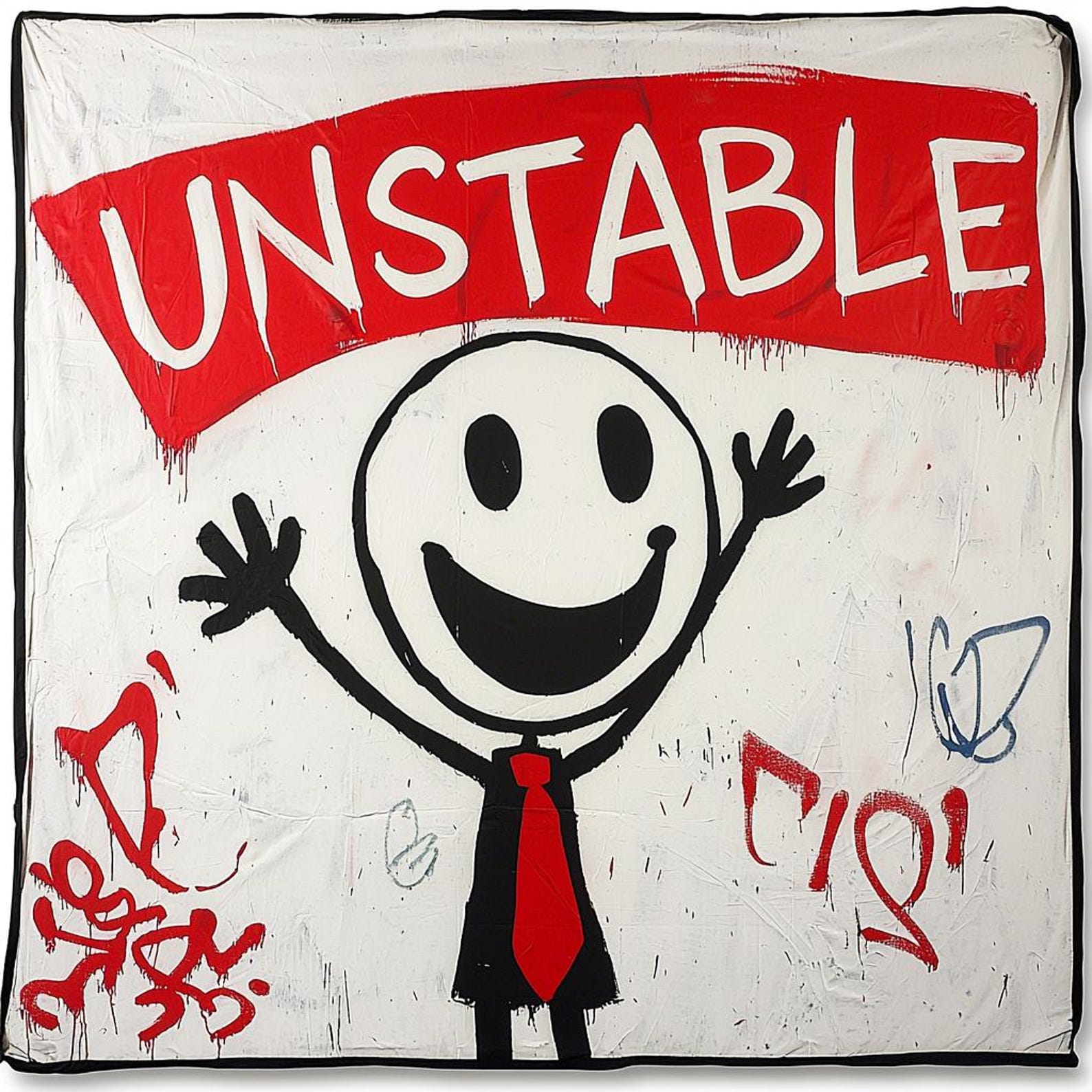 Unstable Cartoon Character Stick Figure Funny Happy Face Smiling ...