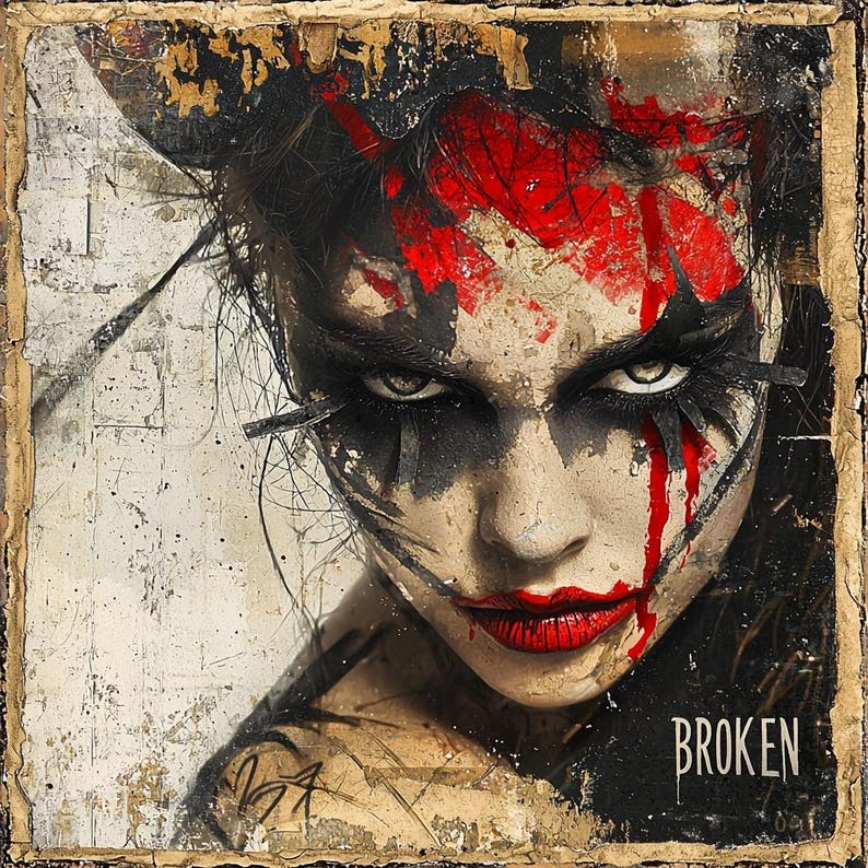Broken Macabre Woman Girl Artwork Printable Digital Download Wall ...