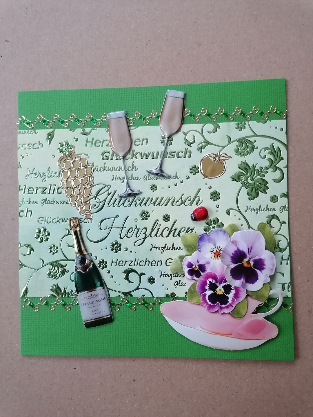 Selbstgemachte Glückwunsch Karte Mit 3D Sticker - Etsy