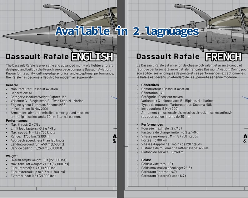Dassault Rafale POSTER Blueprint French Air Force, Armée De L'air Et De ...