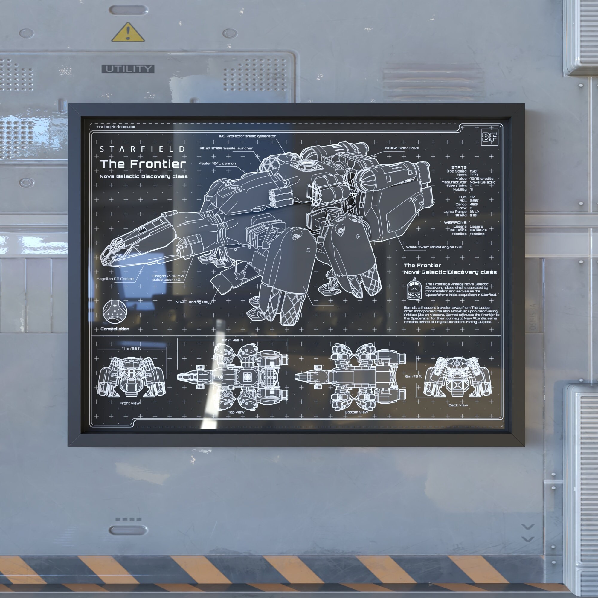 STARFIELD Frontier Starship BLUEPRINT Framed Printed Video - Etsy Hong Kong