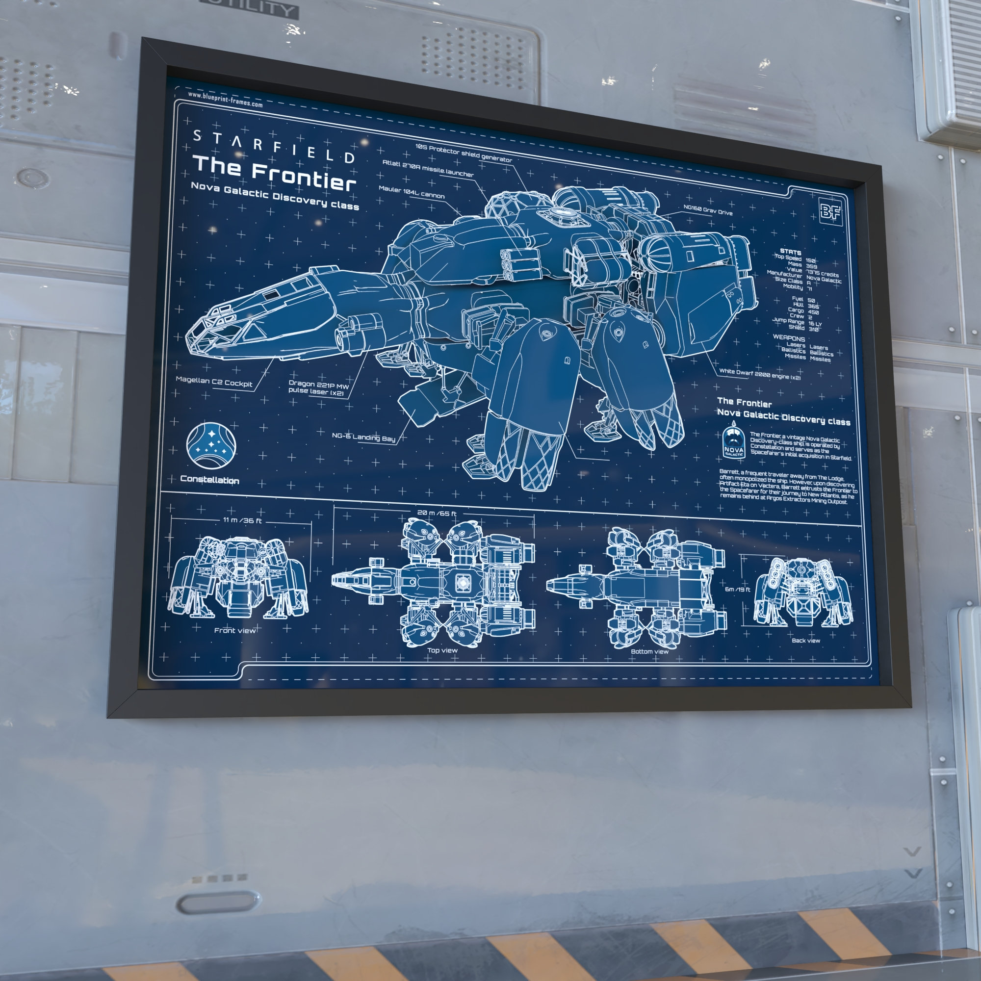 STARFIELD Frontier Starship BLUEPRINT Framed Printed Video - Etsy Hong Kong
