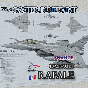 Dassault Rafale POSTER Blueprint - French Air Force, Armée De L'air Et ...