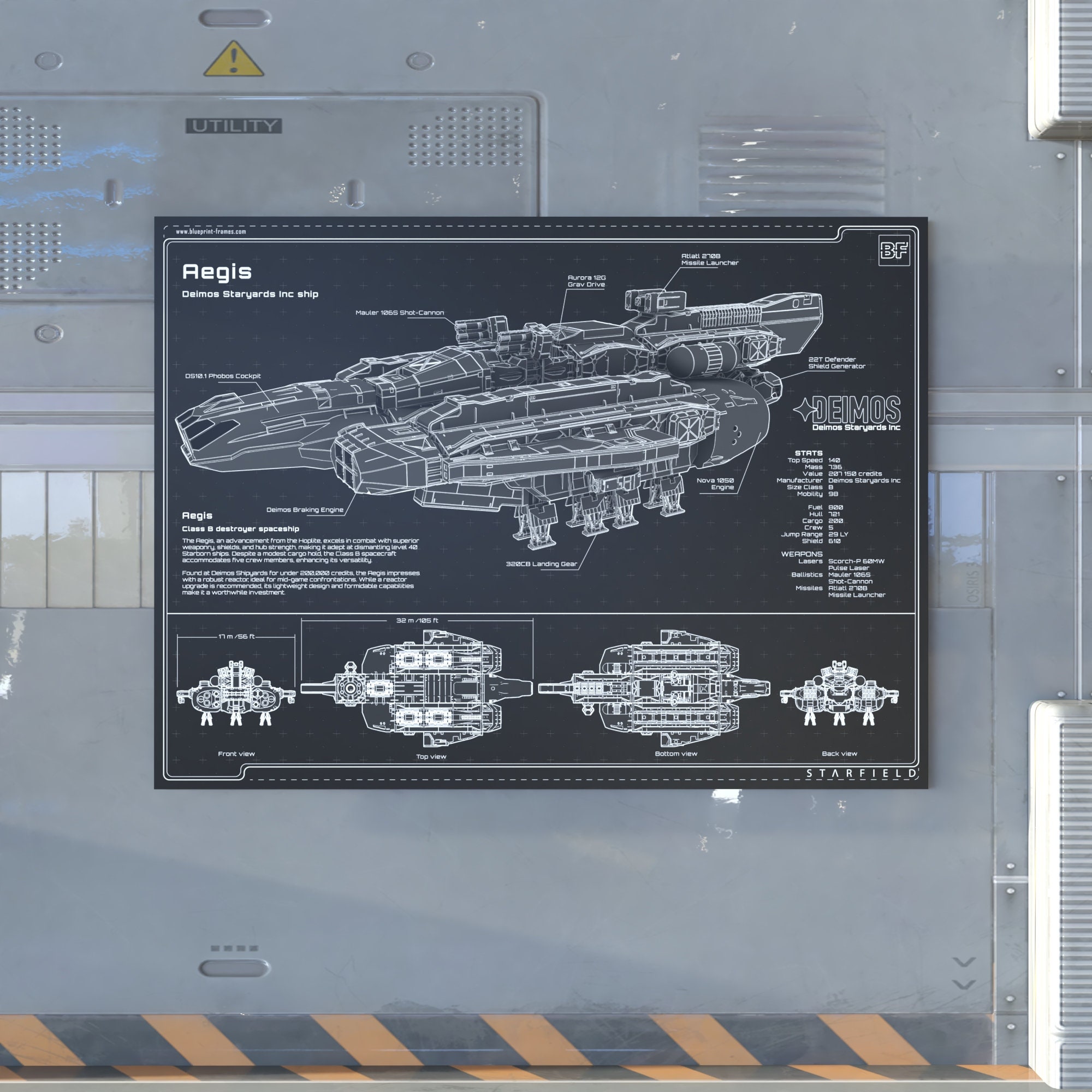 Starfield AEGIS POSTER Blueprint Bethesda Starfield Hoplite Variant ...