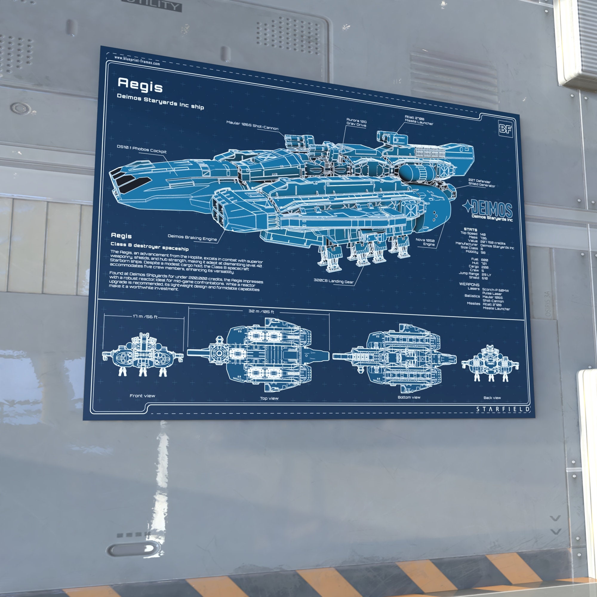 Starfield AEGIS POSTER Blueprint Bethesda Starfield Hoplite Variant ...