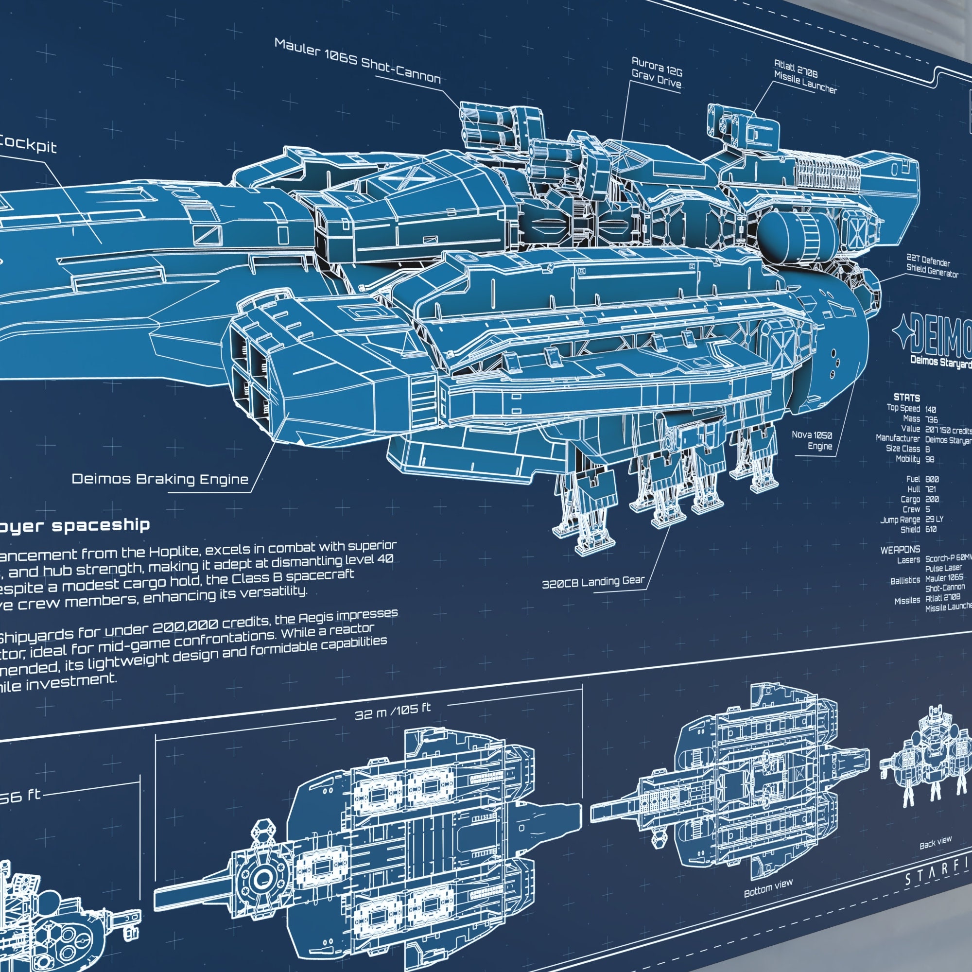 Starfield AEGIS POSTER Blueprint Bethesda Starfield Hoplite Variant ...