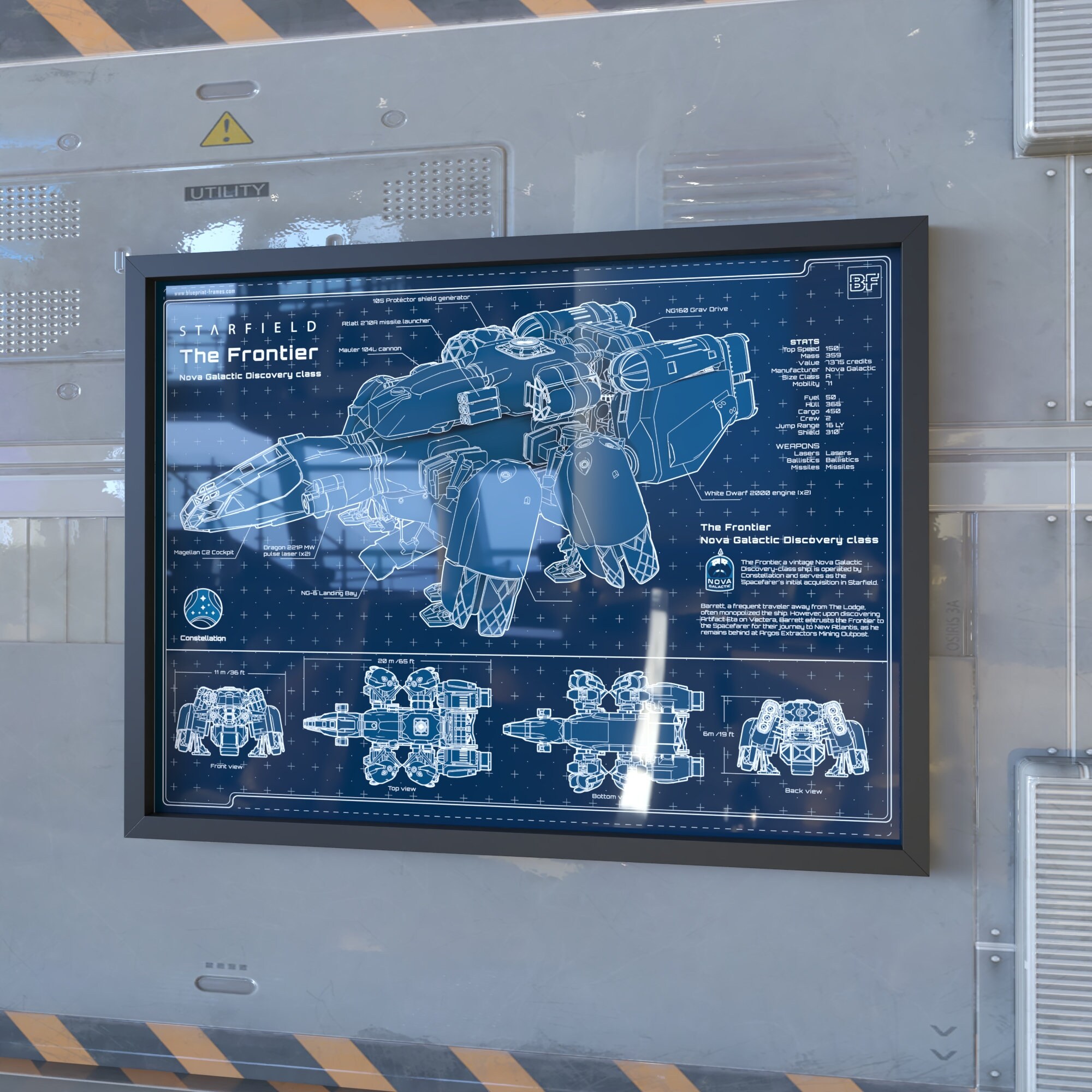 STARFIELD Frontier Starship BLUEPRINT Framed Printed Video - Etsy Hong Kong