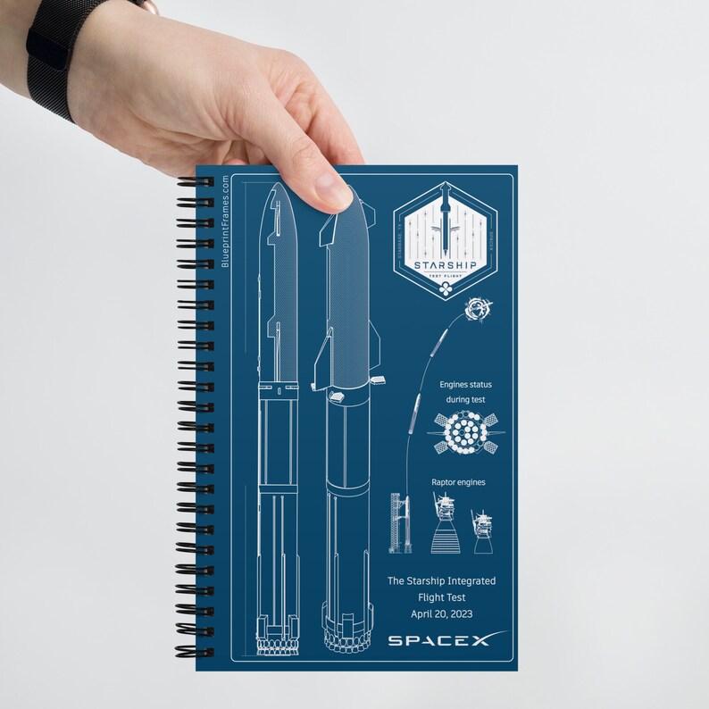 SPACEX STARSHIP Notebook BLUEPRINT in 3 Colors, Aesthetic Blank ...