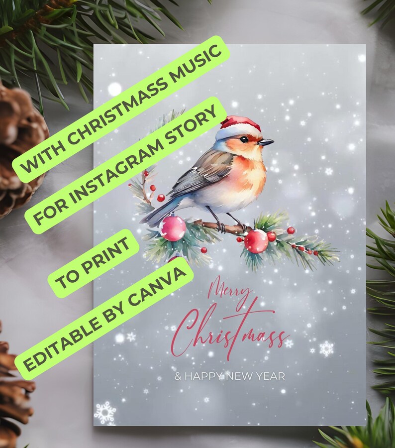 Editable Christmas Digital Card Minimalist Design, Digital Prints for ...