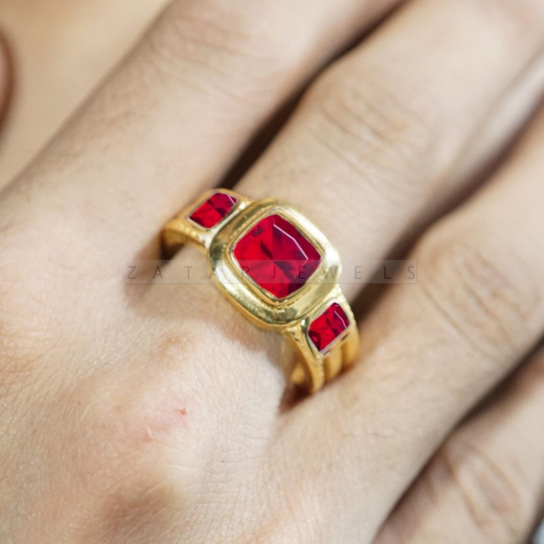 Men's Ruby Ring, Engraving Ring, Stylish Ring for Men, Free Engraving Ring, AAA Quality Ring ...