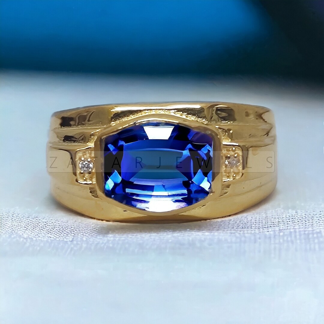 Alexandrite Ring for Men, Anniversary Ring, Color Changing Gemstone ...