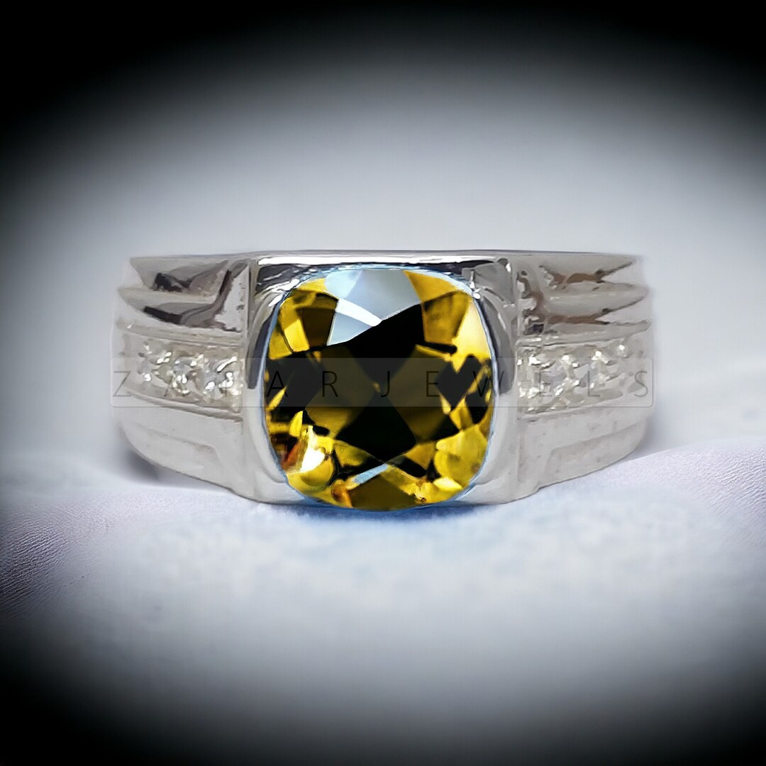 Citrine Ring for Men: 925 Sterling Silver, Art Deco Style - Etsy