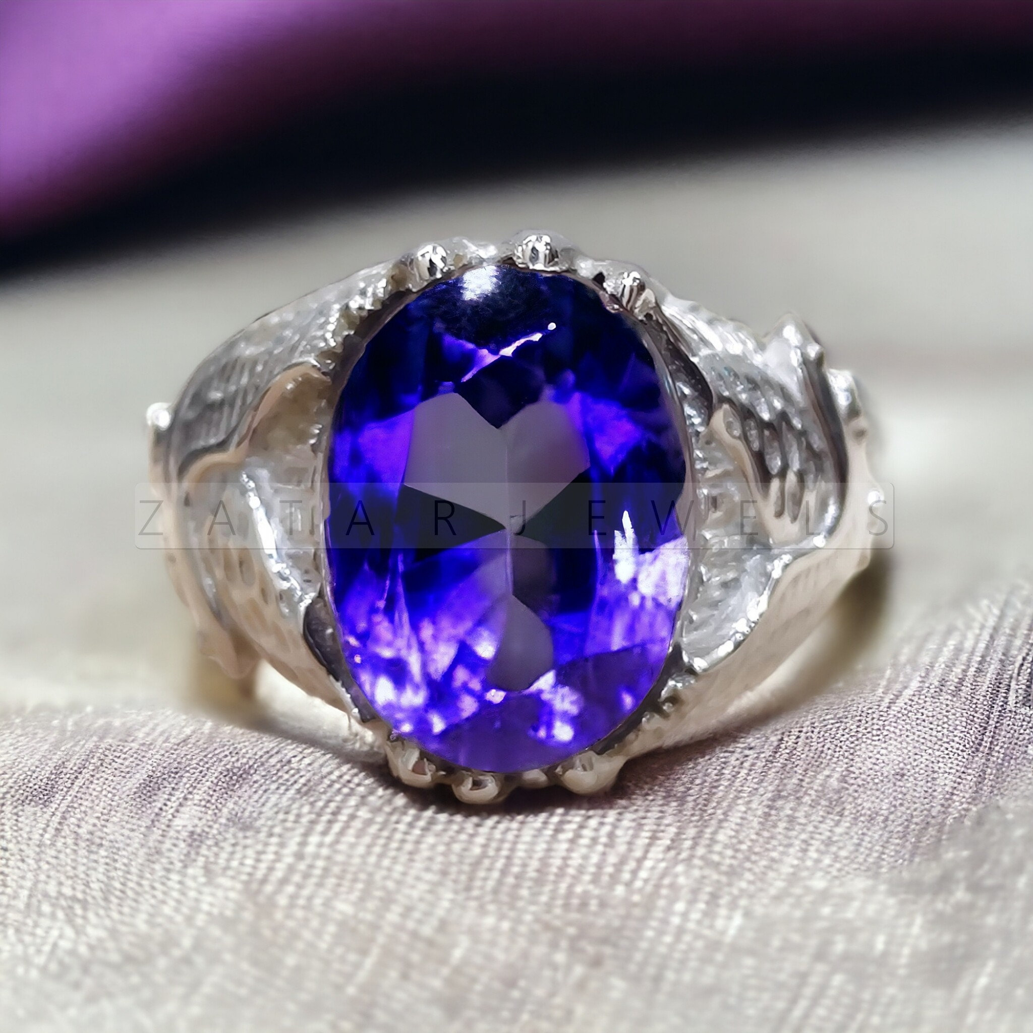 Tanzanite Men Ring, Sterling Silver Ring, Wedding Tanzanite Ring ...