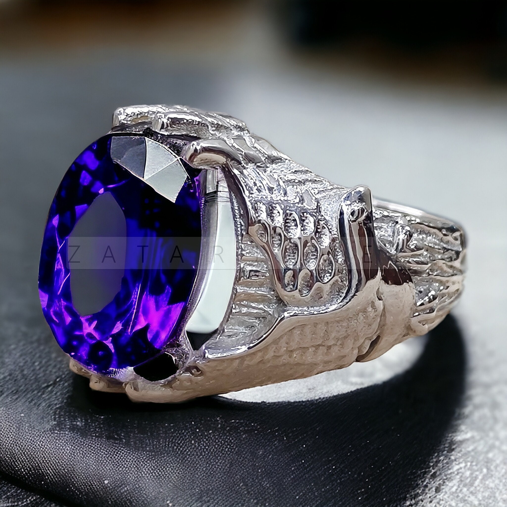 Tanzanite Men Ring, Sterling Silver Ring, Wedding Tanzanite Ring ...