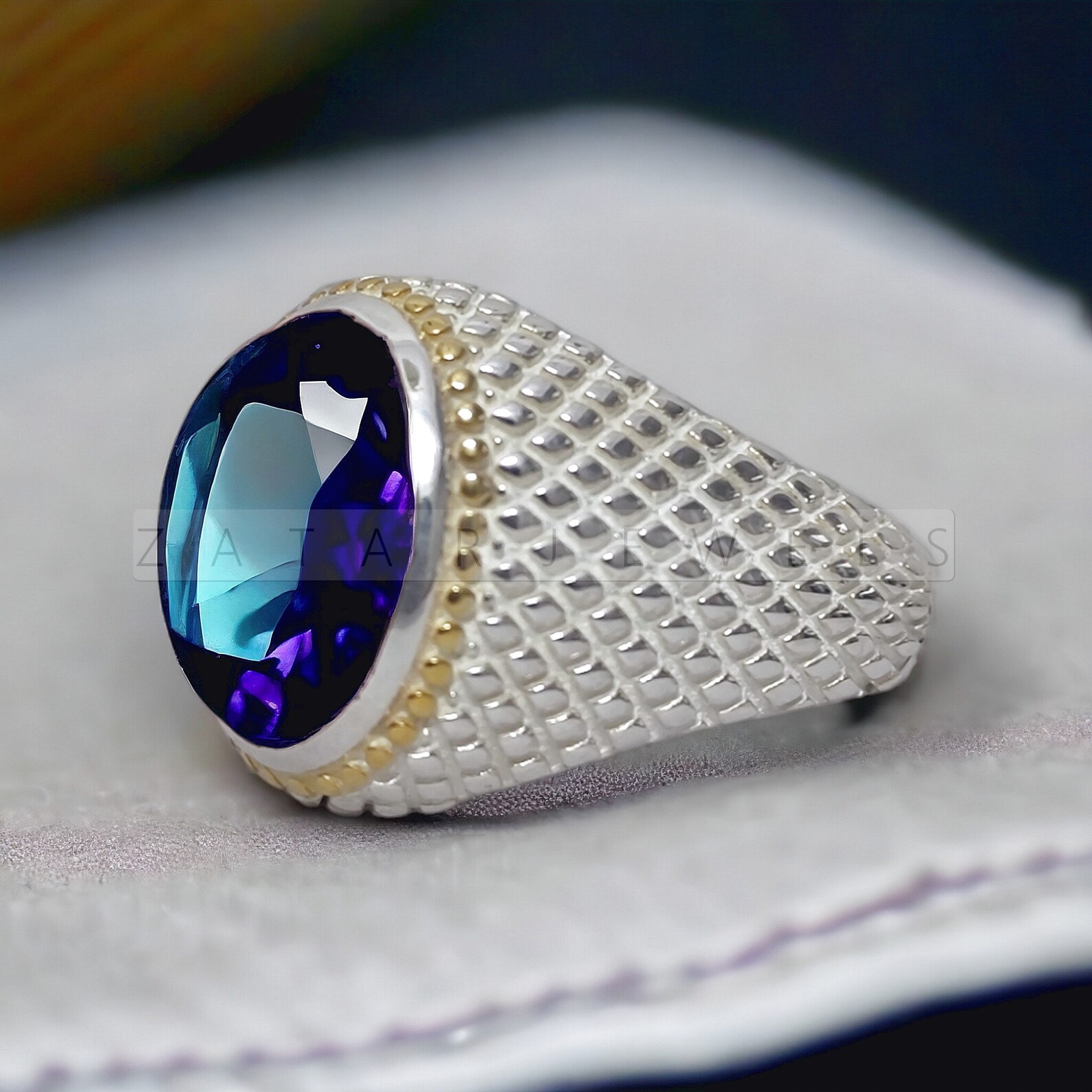 Real Alexandrite Ring 14K Gold Over AAA Quality Ring June Birthstone ...