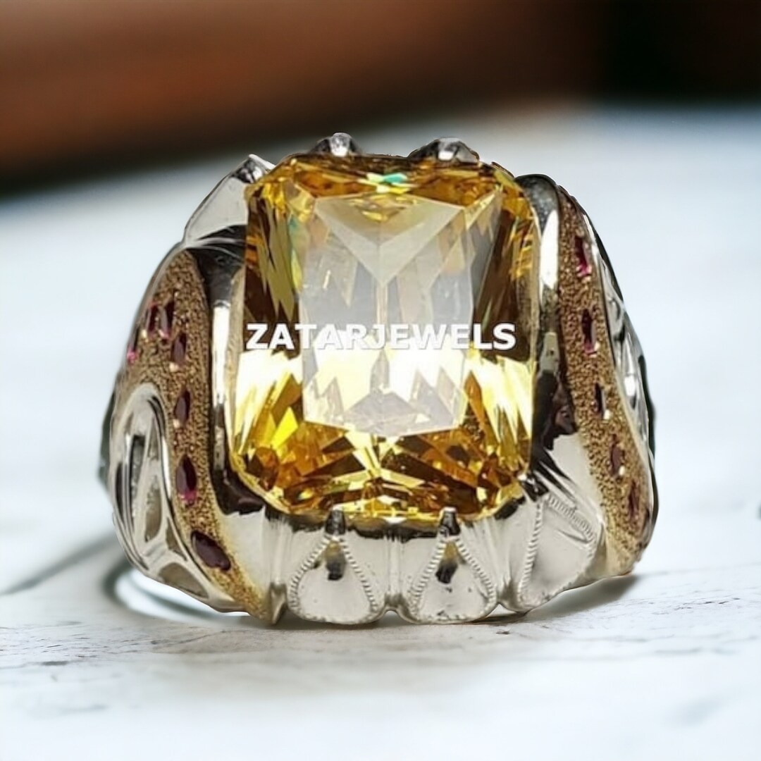 Citrine Ring for Men, 14k Gold Over Ring, Handmade Ring, Birthday Gift ...