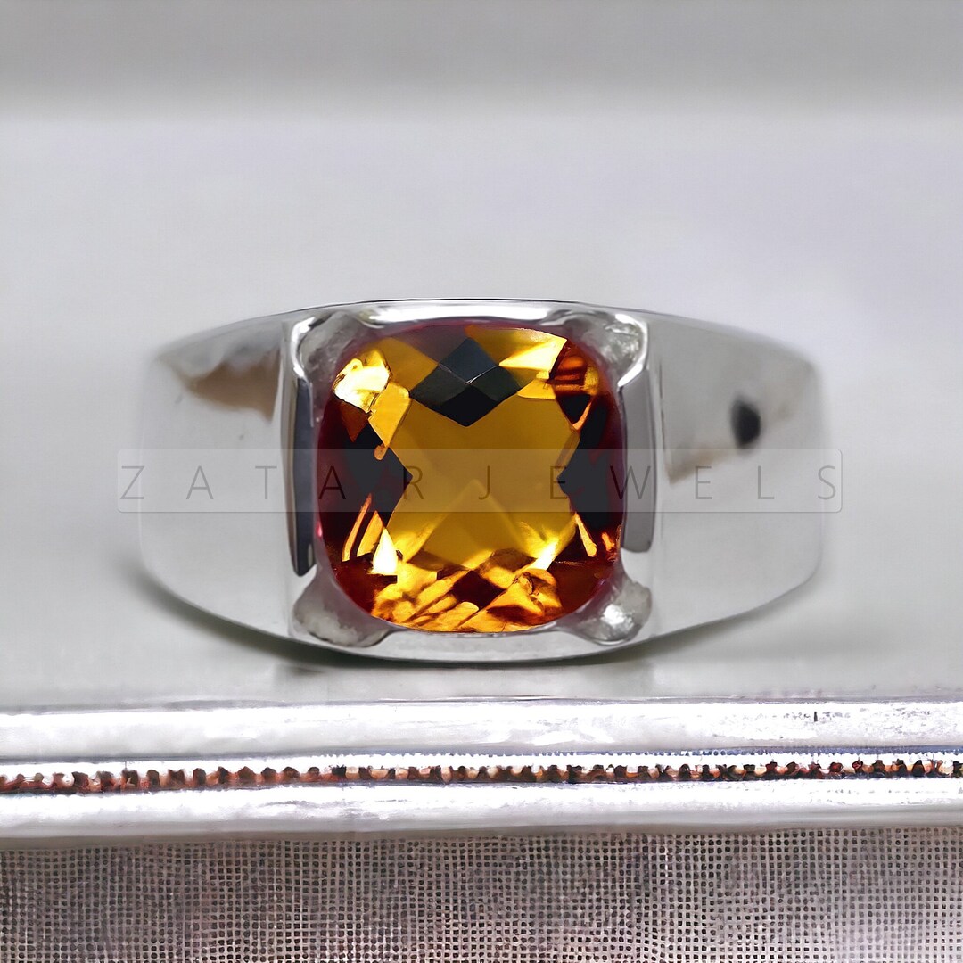 Citrine Ring for Men, 14k Gold Over Ring, Handmade Ring, Birthday Gift ...
