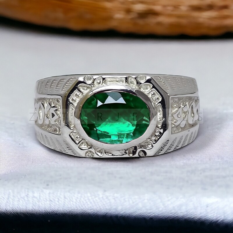 Mens Emerald Ring - Etsy UK