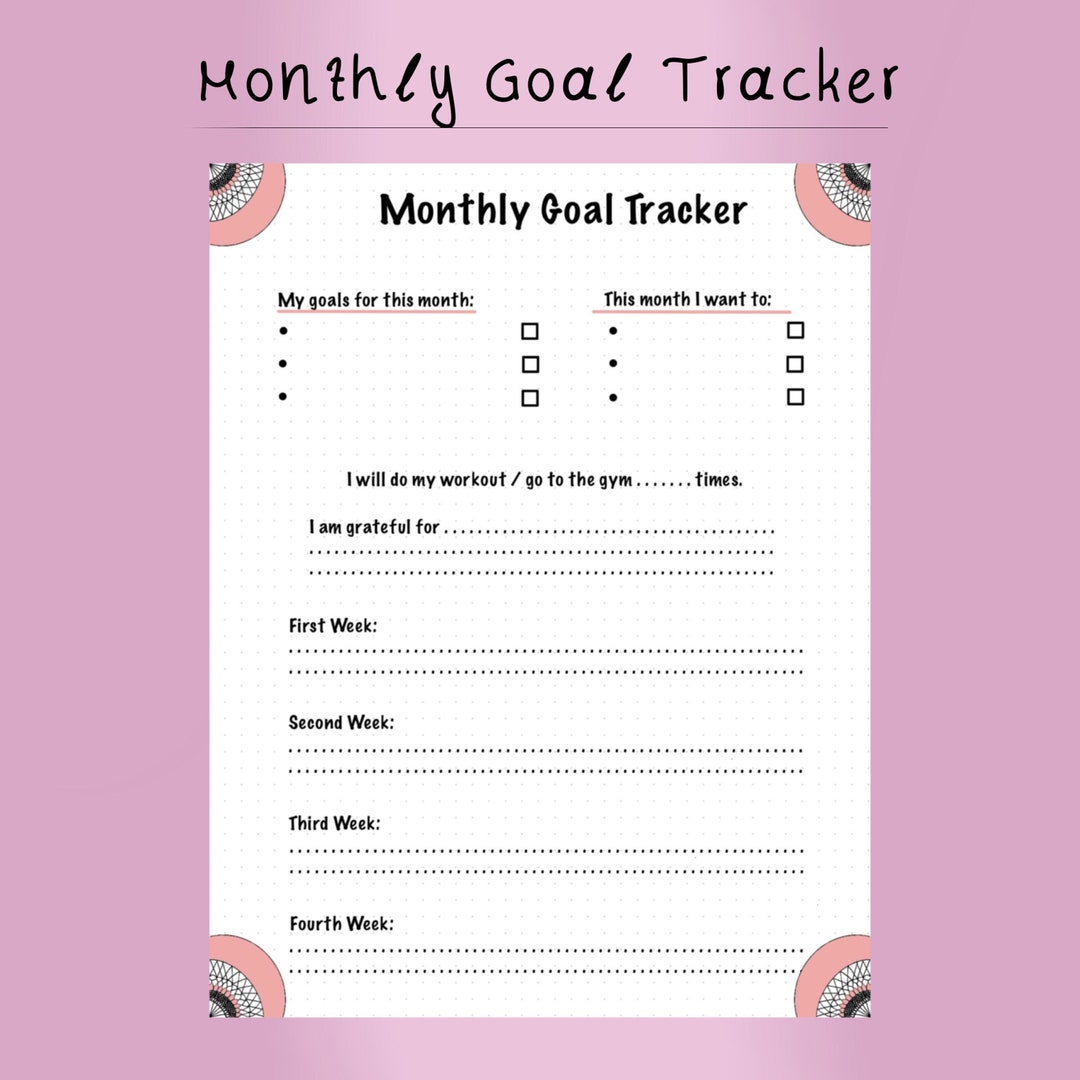 Monthly Goal Tracker, Handmade and Handwritten Goal Tracker for Months ...