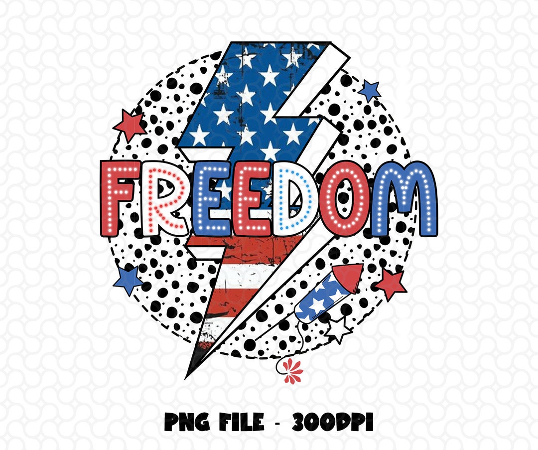 Freedom Png Sublimation, 4th of July Png, Bright Doodle Dots, American ...